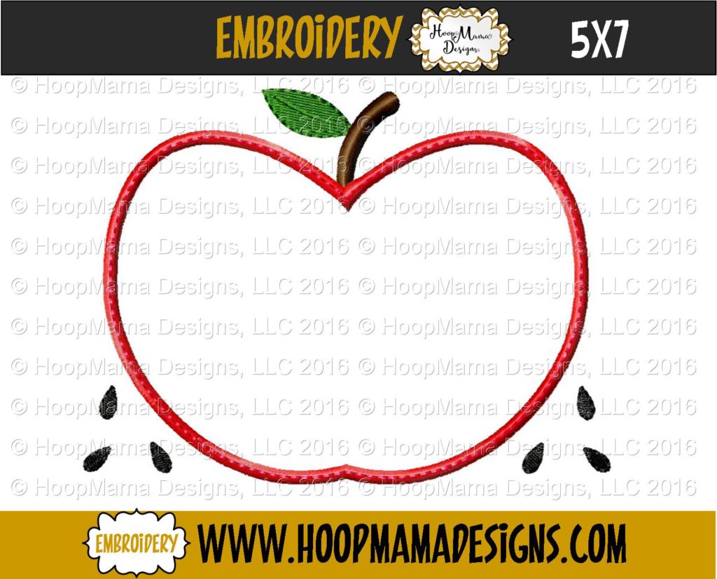 Apple Monogram Applique- Embroidery and Cutting Options - HoopMama
