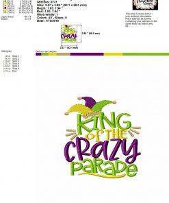 King Of The Crazy Parade - Embroidery and Cutting Option - HoopMama