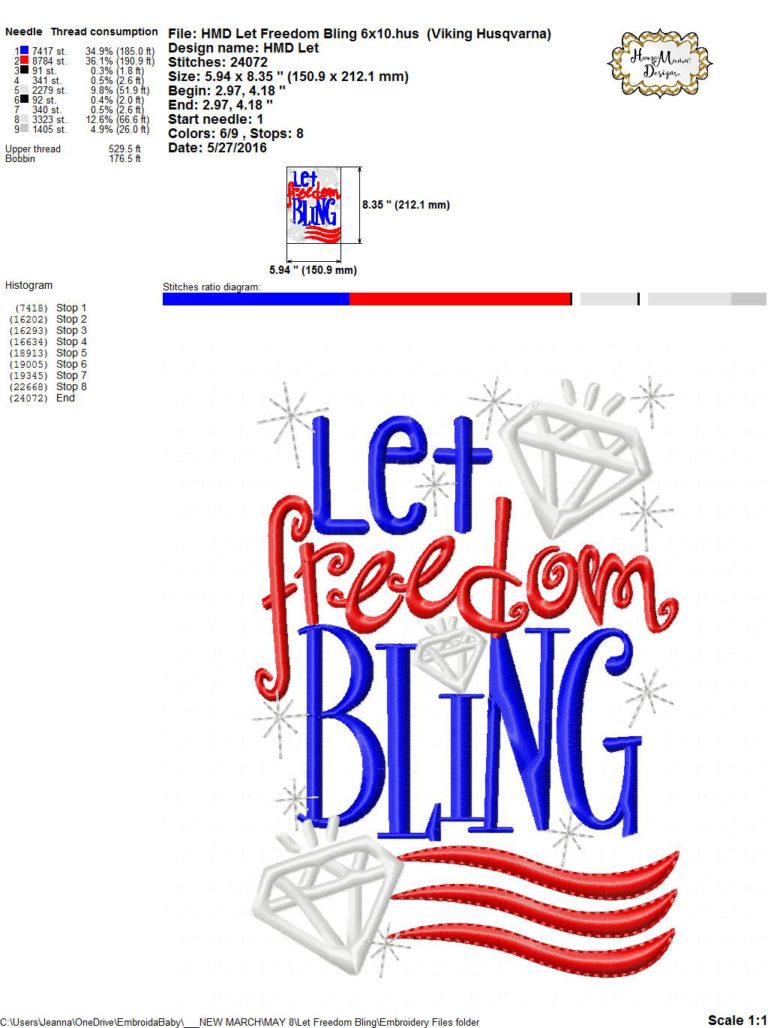 Let Freedom Bling - Embroidery and Cutting Option - HoopMama