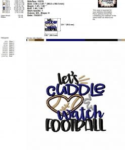 Let's Cuddle And Watch Football - Embroidery and Cutting Option - HoopMama