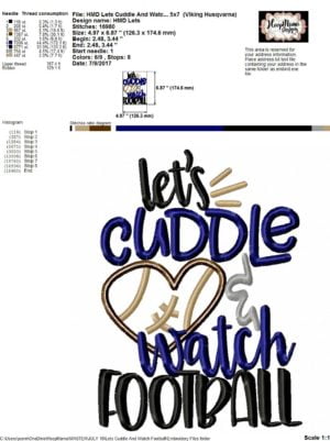 Let's Cuddle And Watch Football - Embroidery and Cutting Option - HoopMama