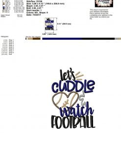 Let's Cuddle And Watch Football - Embroidery and Cutting Option - HoopMama