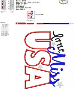 Little Miss USA - Embroidery and Cutting Option - HoopMama