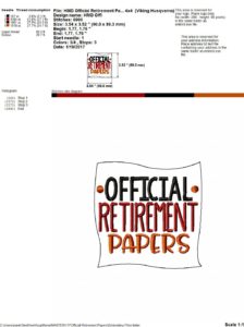 Official Retirement Papers - Embroidery and Cutting Option - HoopMama