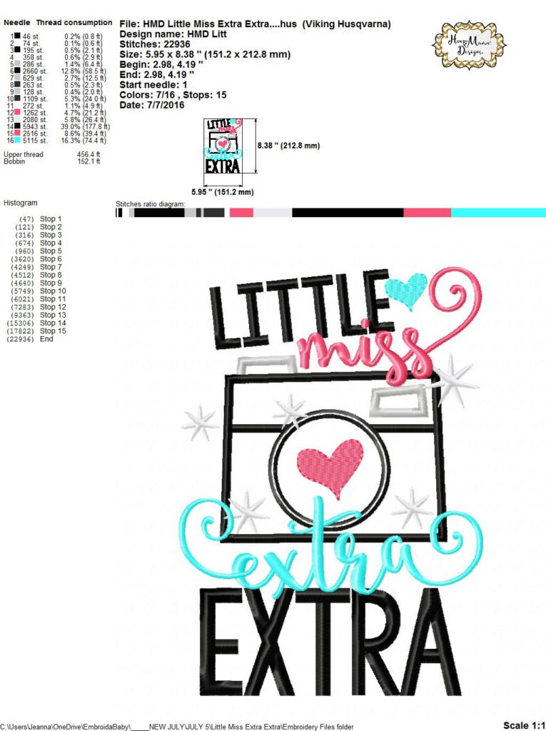 Little Miss Extra Extra - Embroidery and Cutting Options - HoopMama
