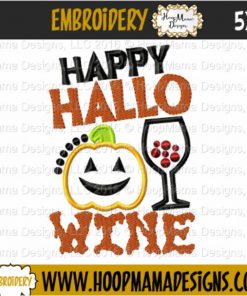 Happy Hallo Wine - Embroidery and Cutting Options - HoopMama