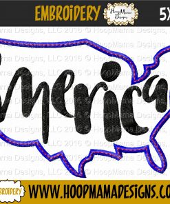'Merica In America Outline - Embroidery and Cutting Options - HoopMama