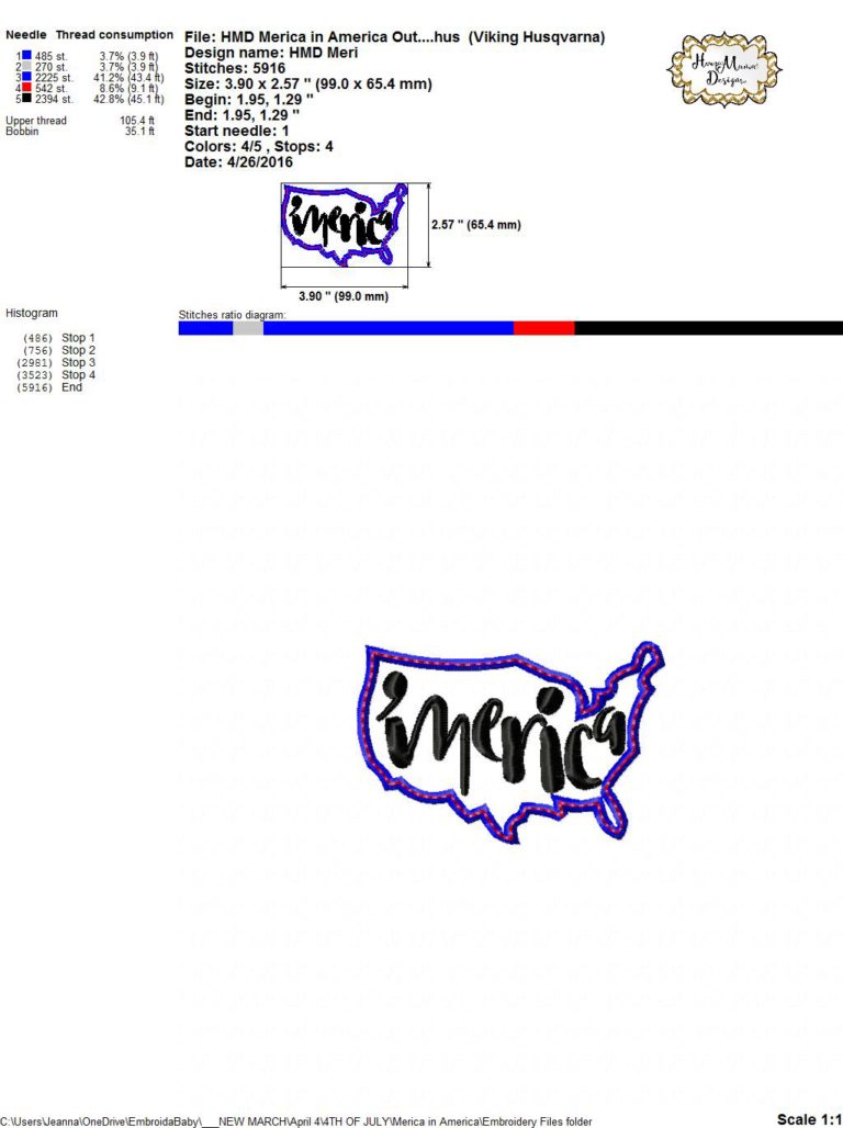 'Merica In America Outline - Embroidery and Cutting Options - HoopMama