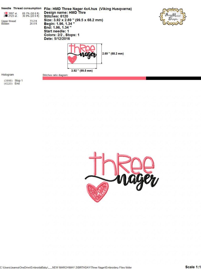 Three Nager - Embroidery and Cutting Options - HoopMama