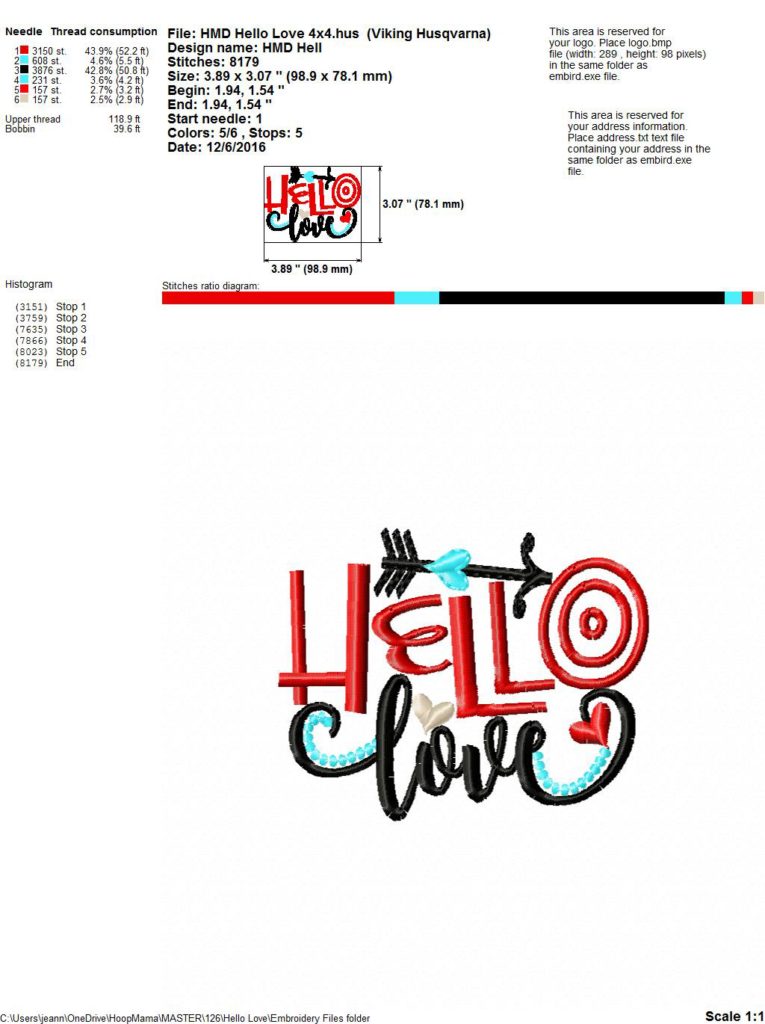 Hello Love - Embroidery and Cutting Options - HoopMama