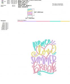 Peace Love Summer Break - Embroidery and Cutting Options - HoopMama