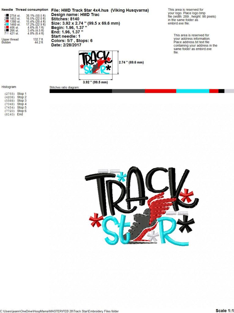 Track Star - Embroidery and Cutting Options - HoopMama