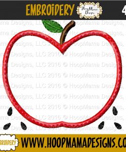Apple Monogram Applique- Embroidery and Cutting Options - HoopMama