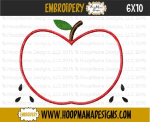 Apple Monogram Applique- Embroidery and Cutting Options - HoopMama