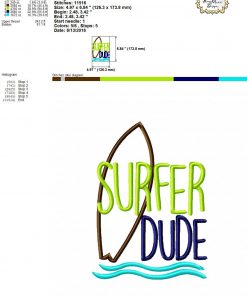 Surfer Dude - Embroidery and Cutting Options - HoopMama