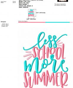Less School More Summer - Embroidery and Cutting Options - HoopMama