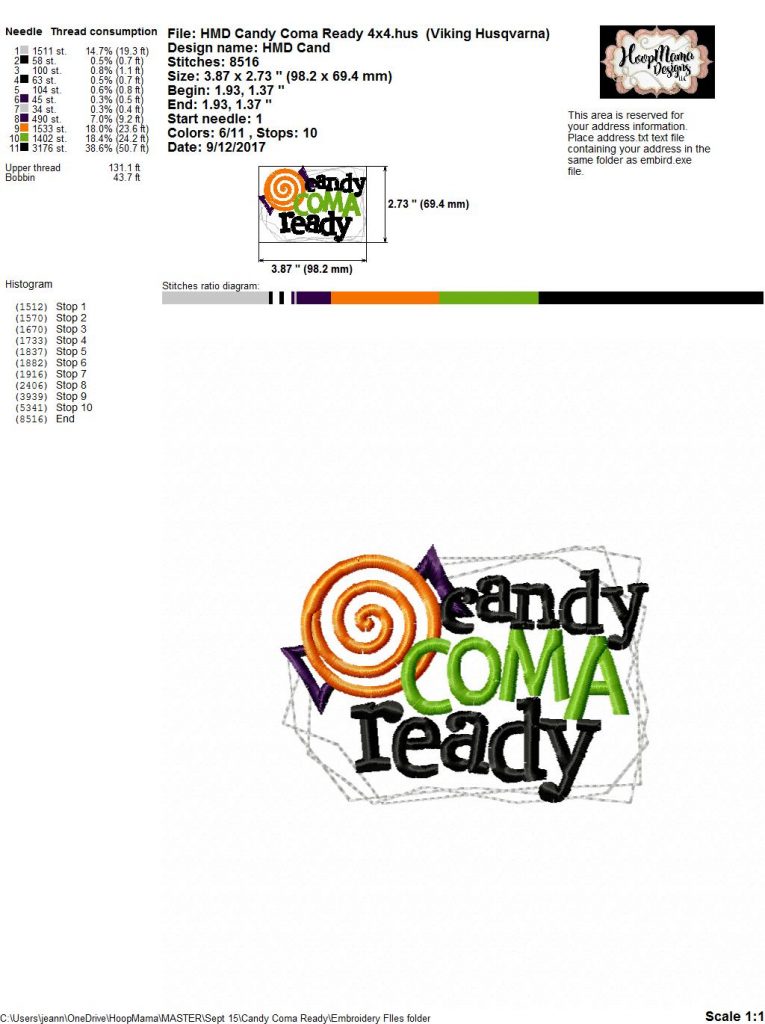 Candy Coma Ready - Embroidery and Cutting Options - HoopMama