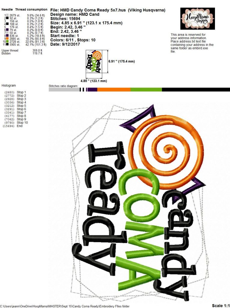 Candy Coma Ready - Embroidery and Cutting Options - HoopMama