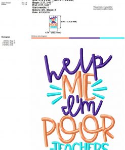 Help Me I'm Poor - Embroidery and Cutting Options - HoopMama