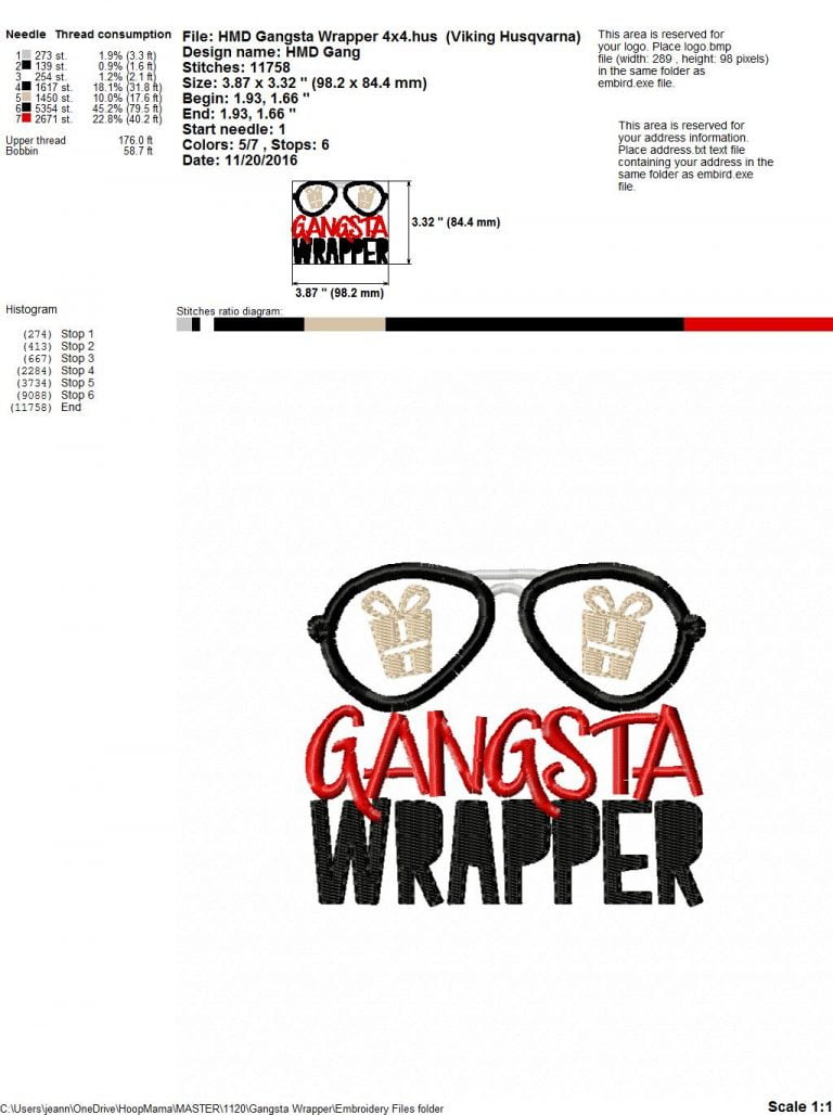 Gangsta Wrapper - Embroidery and Cutting Options - HoopMama
