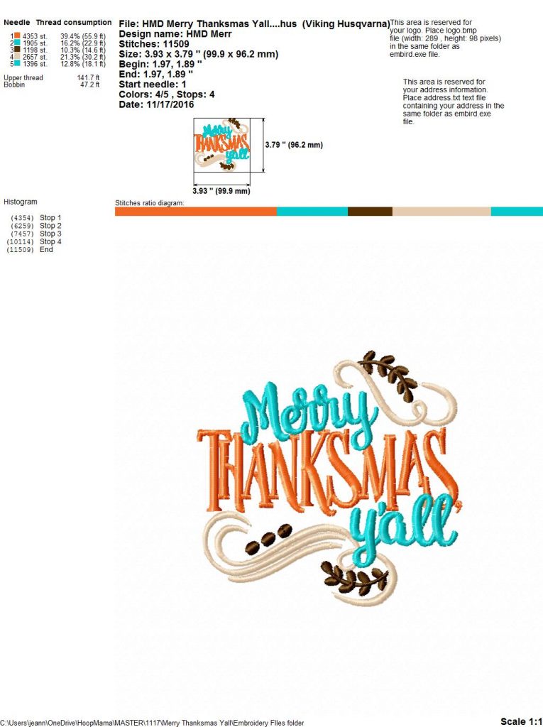 Merry Thanksmas Y'all - Embroidery and Cutting Options - HoopMama