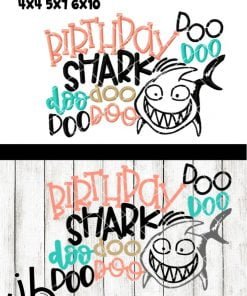 Birthday Shark - Embroidery and Cutting Options - HoopMama