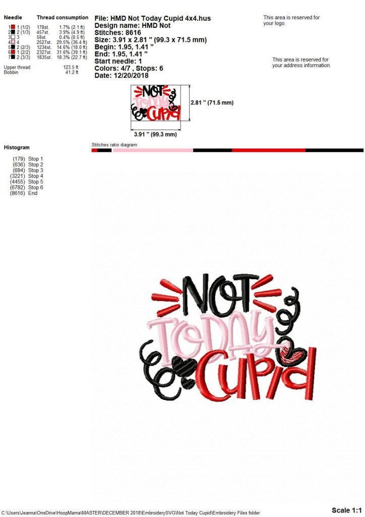 Not Today Cupid - Embroidery and Cutting Options - HoopMama