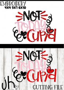 Not Today Cupid - Embroidery and Cutting Options - HoopMama