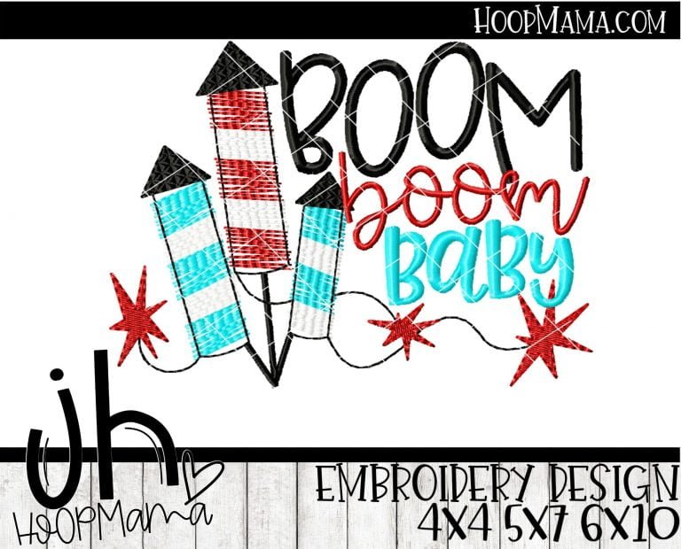 Boom Boom Baby - Embroidery and Cutting Option - HoopMama