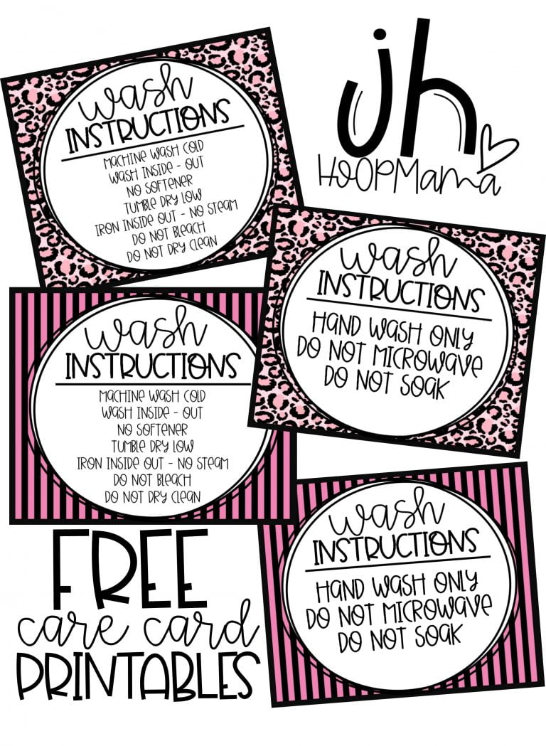 Wash Instructions Printable DOWNLOAD - HoopMama