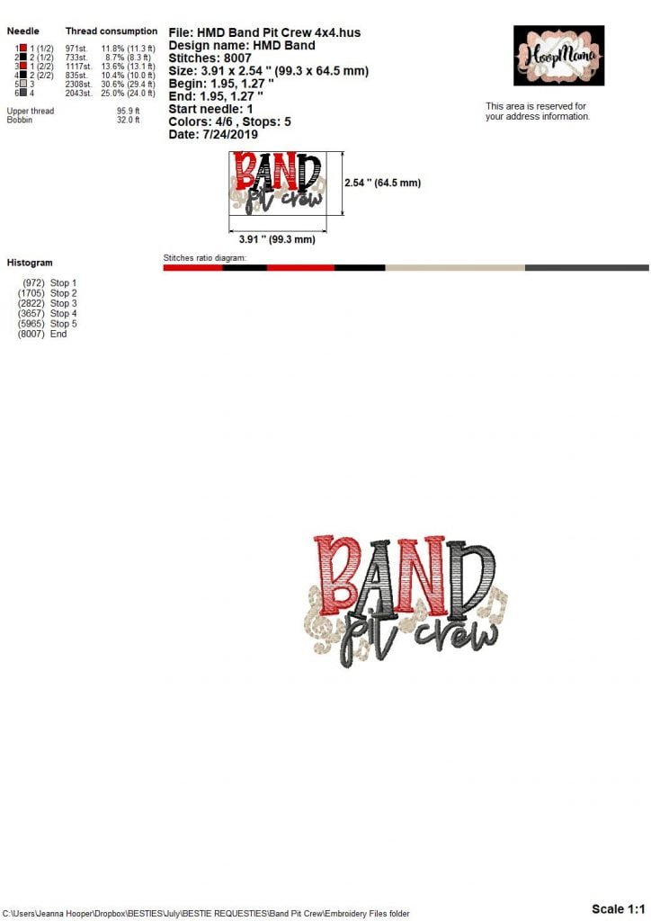 Band Pit Crew - Embroidery and Cutting Option - HoopMama