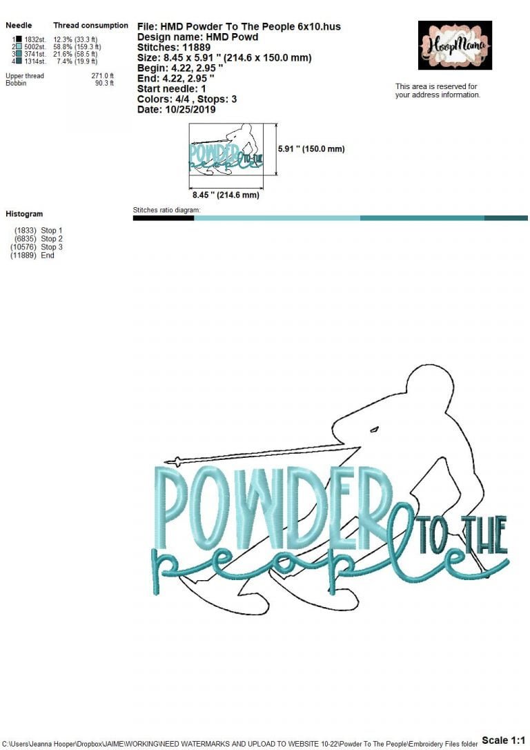 Powder To The People - Embroidery and Cutting Options - HoopMama
