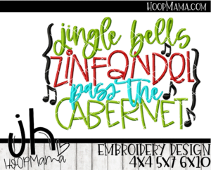 Jingle Bells Zinfandel - Embroidery and Cutting Options - HoopMama
