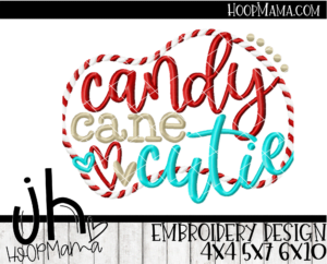 Candy Cane Cutie - Embroidery and Cutting Options - HoopMama