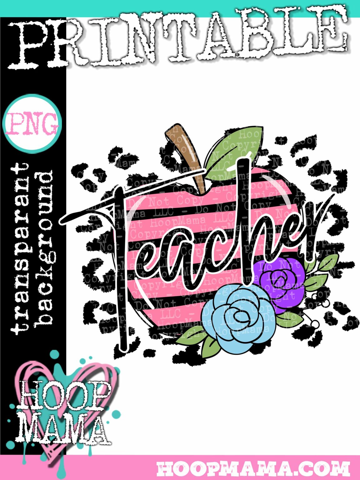 Teacher Apple - Printable - DOWNLOAD - HoopMama