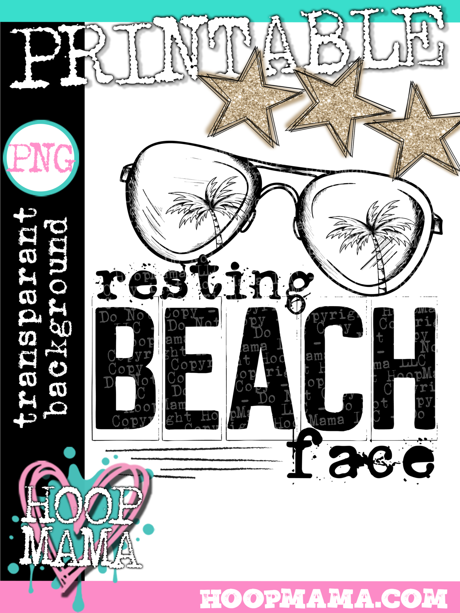 Resting Beach Face-PRINTABLE DOWNLOAD - HoopMama