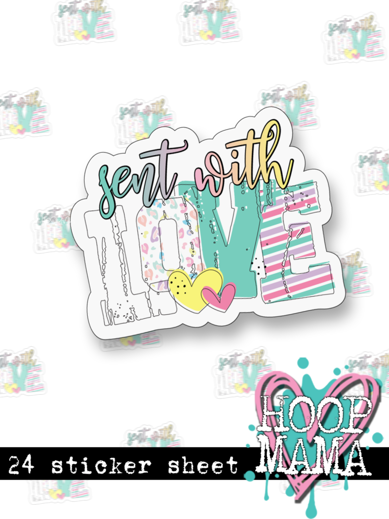 S496 - Sent With Love -STICKER SHEET - HoopMama