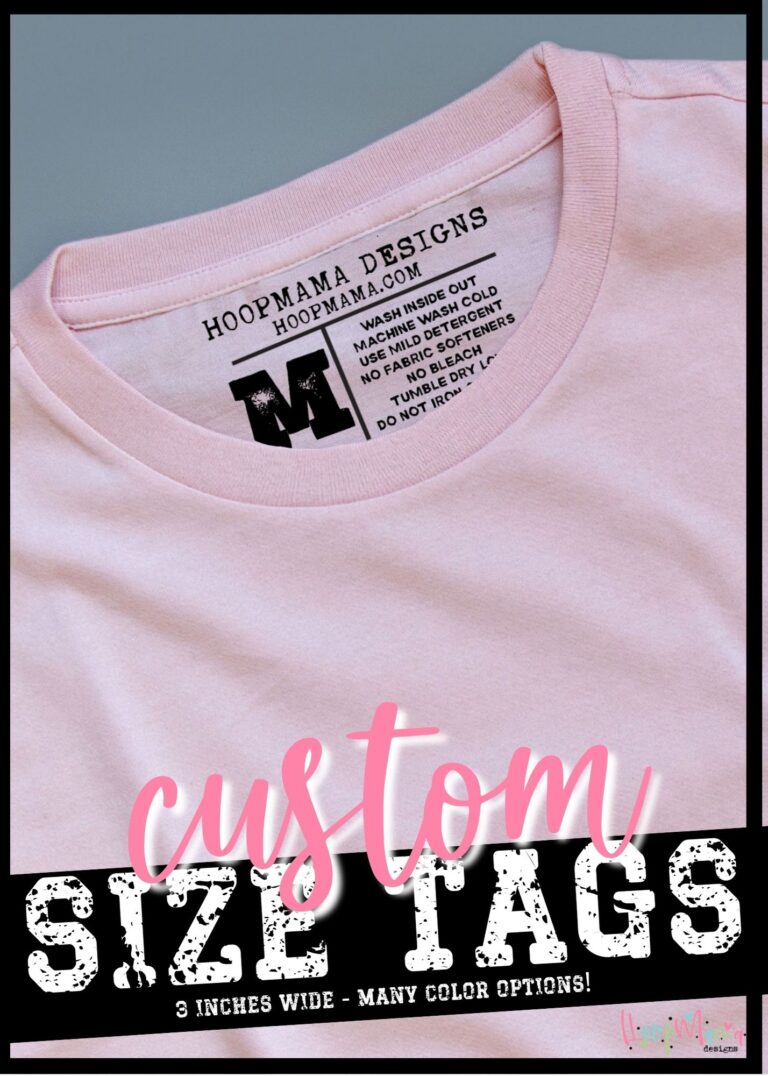 DTF CUSTOM Size Label Tags - 96 Total! - XAHX - HoopMama