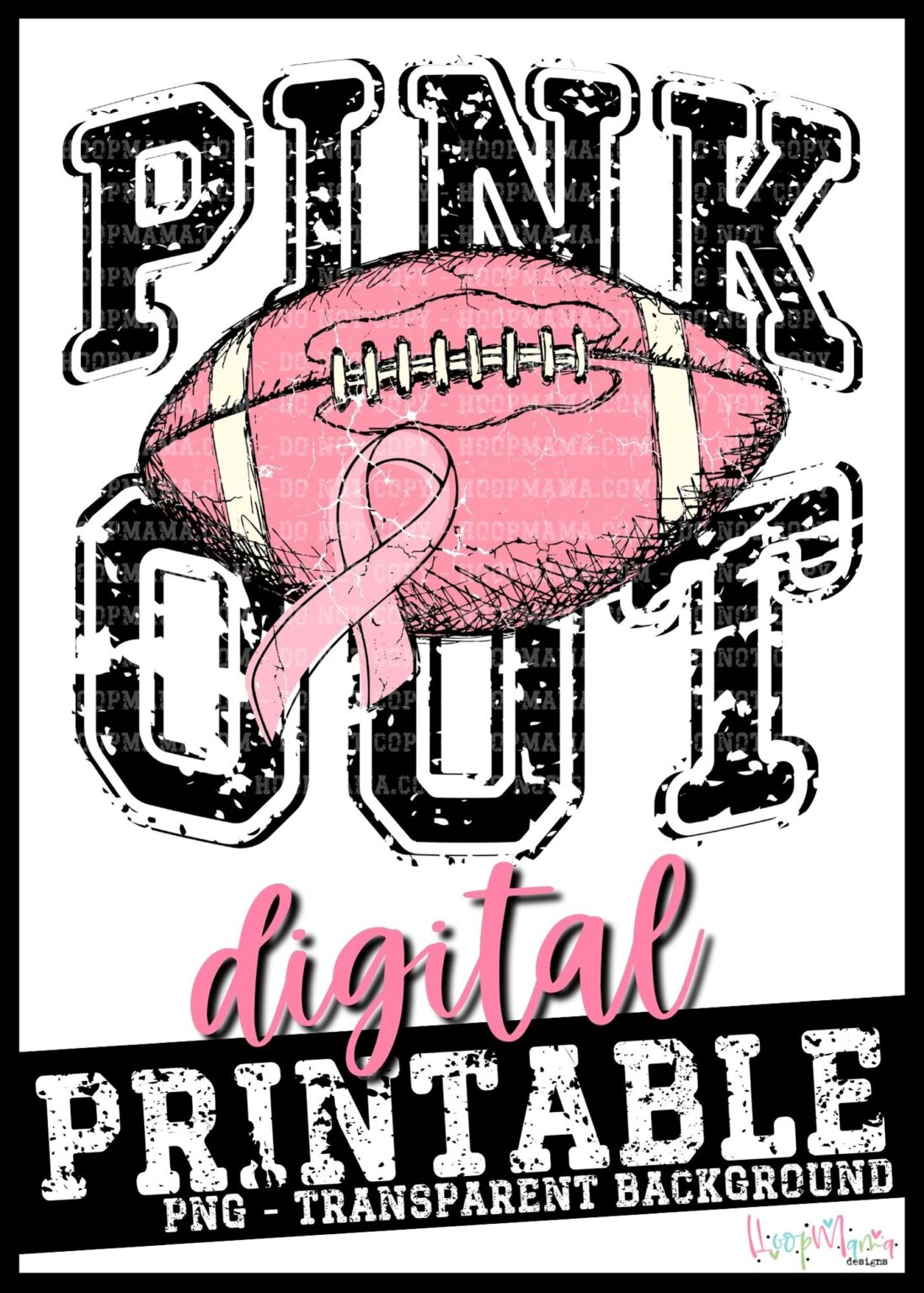 Pink Out Pink Football - PRINTABLE-DOWNLOAD - HoopMama