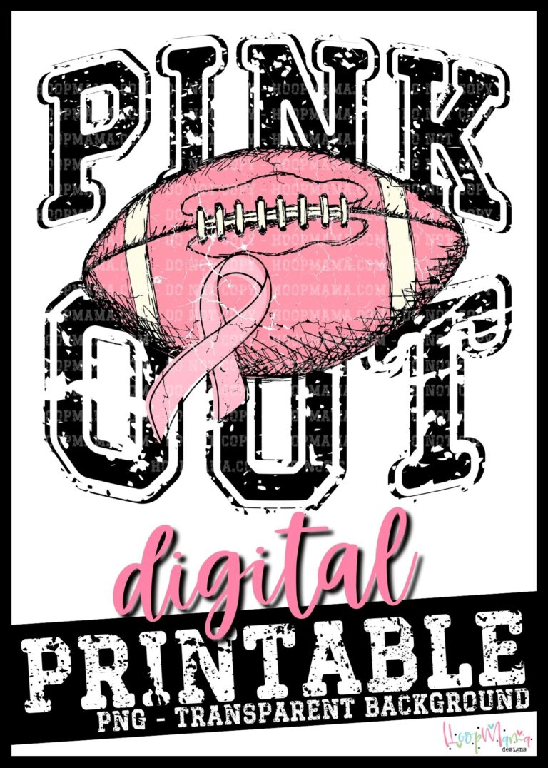 Pink Out Pink Football - PRINTABLE-DOWNLOAD - HoopMama