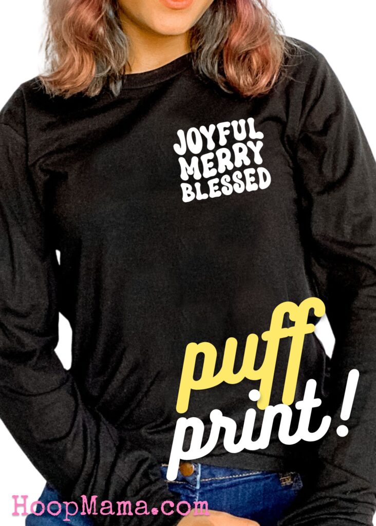 Joyful Merry Blessed - 4" POCKET WHITE - PUFF SCREEN PRINT TRANSFER ...