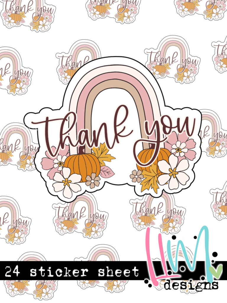 S616 - Fall Rainbow Thank You -STICKER SHEET - HoopMama