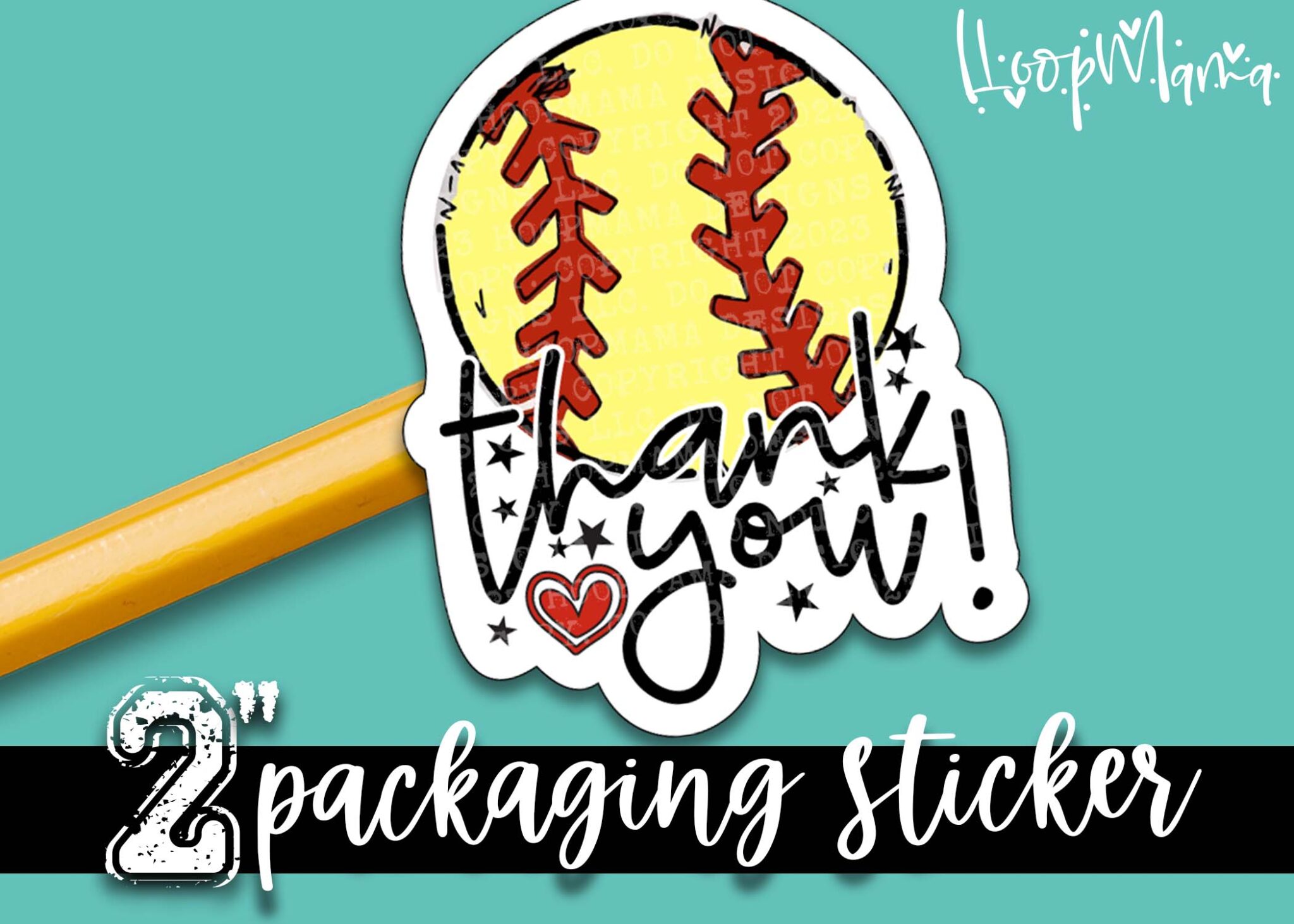S0718 - Thank You Softball STICKER - HoopMama